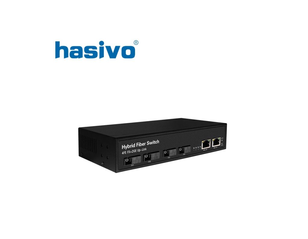 Switch quang 4 cổng SC 4 FX100 + 2RJ45 GE Hasivo F1200-4FX-2G
